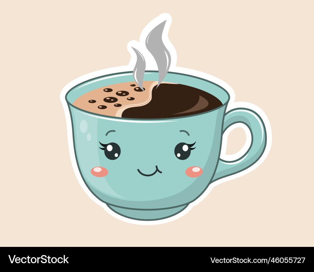 Kawaii cup of tea Royalty Free Vector Image - VectorStock