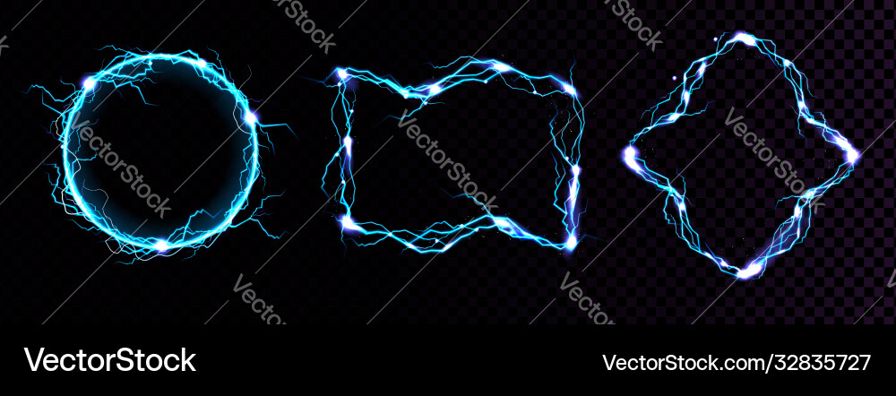 Lightning frames electric blue thunderbolt borders