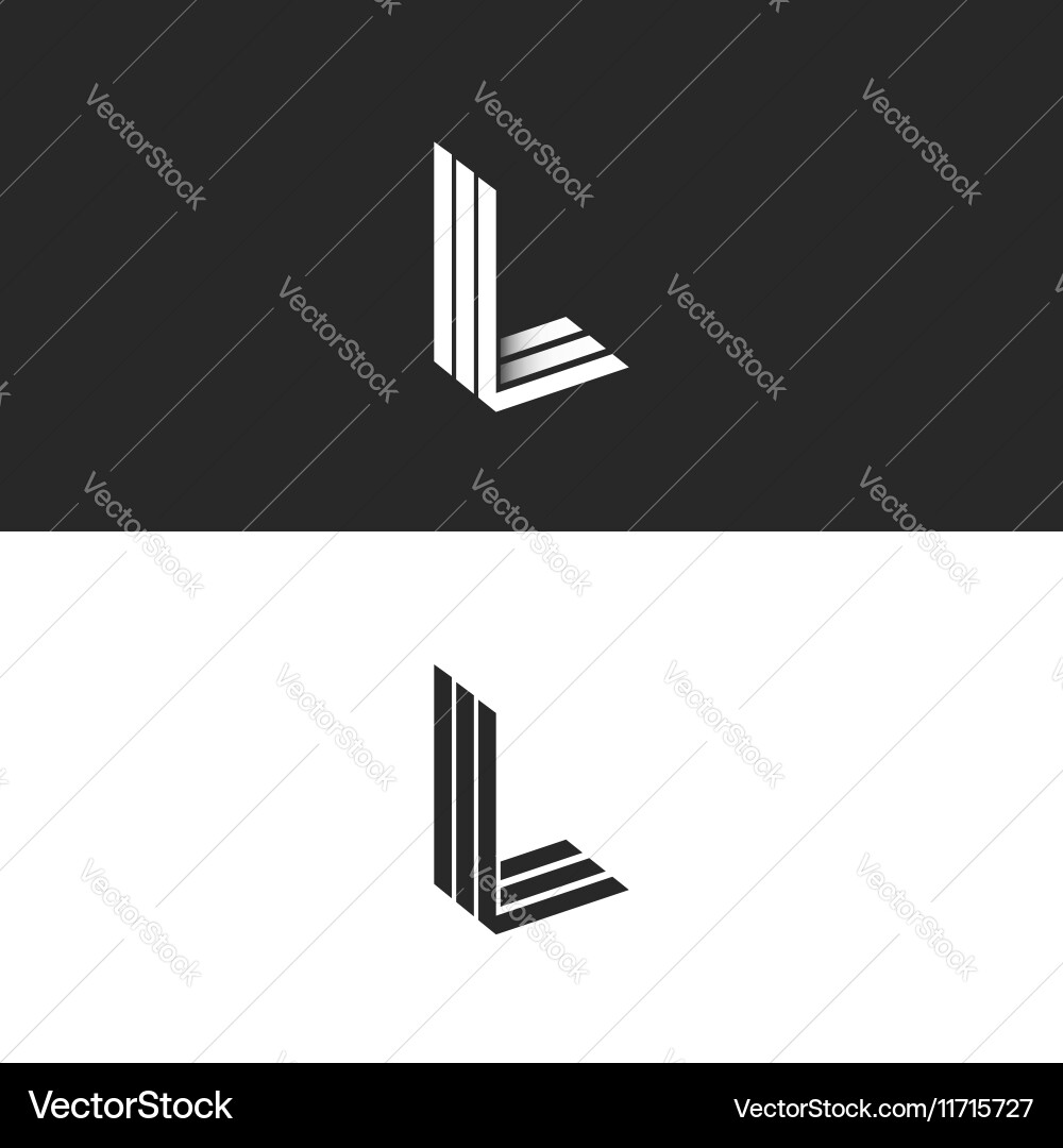 Monogram l logo hipster letter isometric shape Vector Image