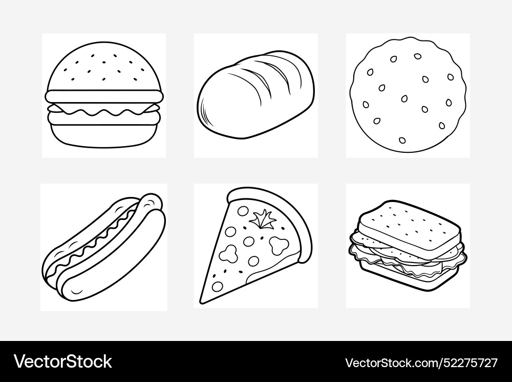 Set of fast food bundle art Royalty Free Vector Image