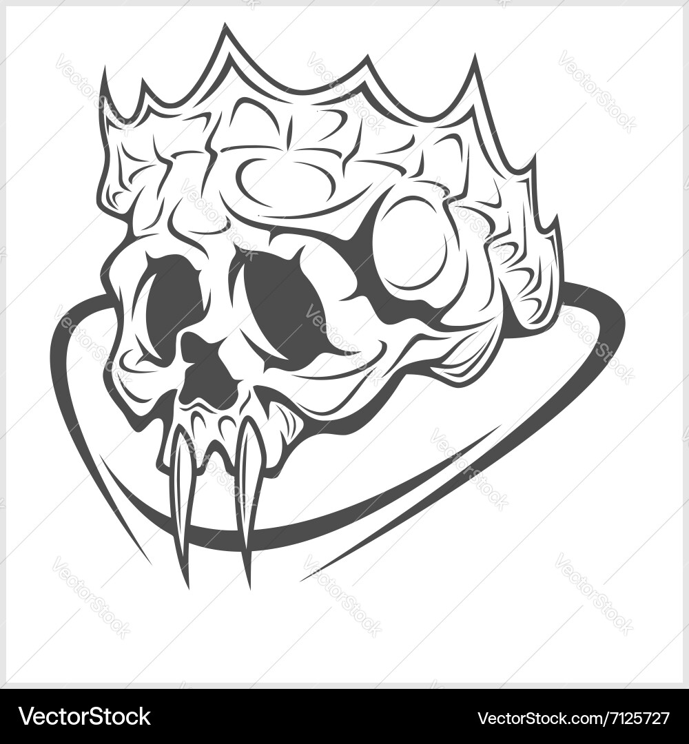 Vampire skull king crown design element Royalty Free Vector