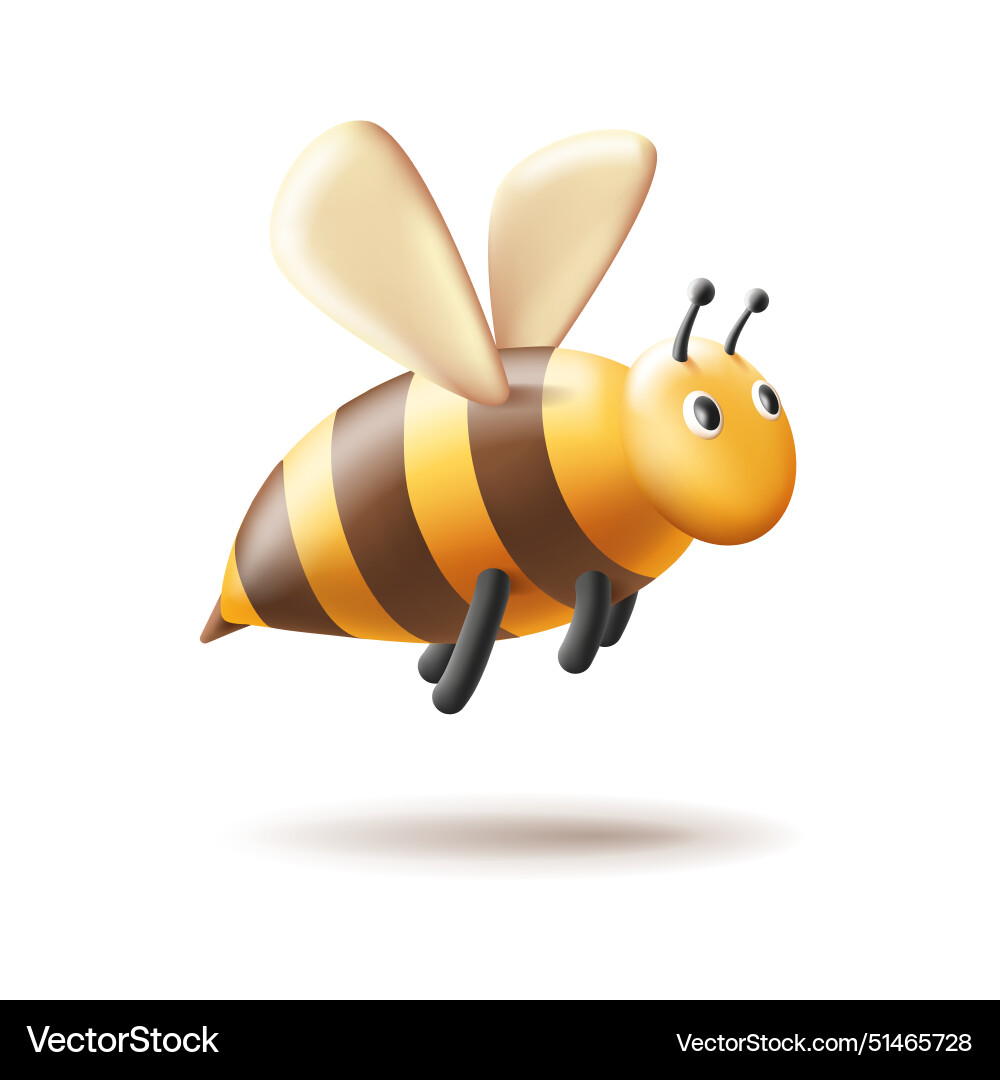 Bee in cartoon 3d style isolated graphic element Vector Image