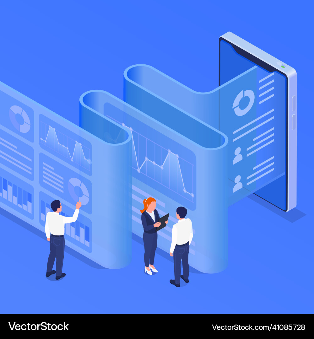 Business intelligence isometric background Vector Image