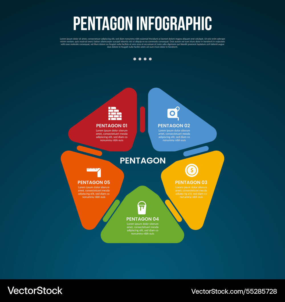 Pentagon base shape template infographic Vector Image