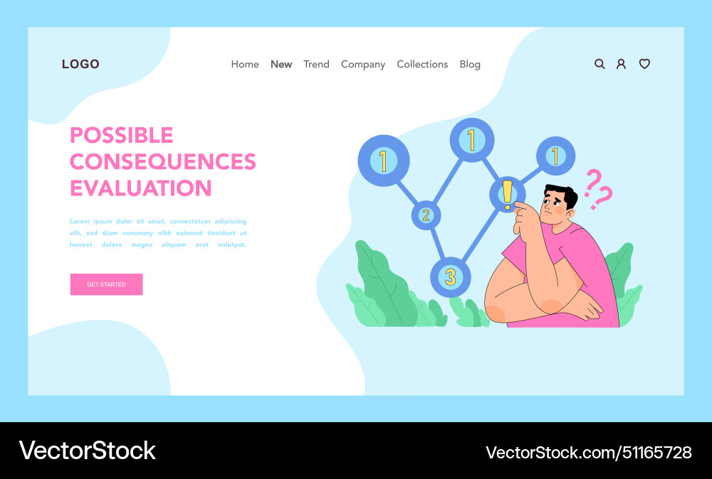 Possible consequences evaluation concept flat Vector Image