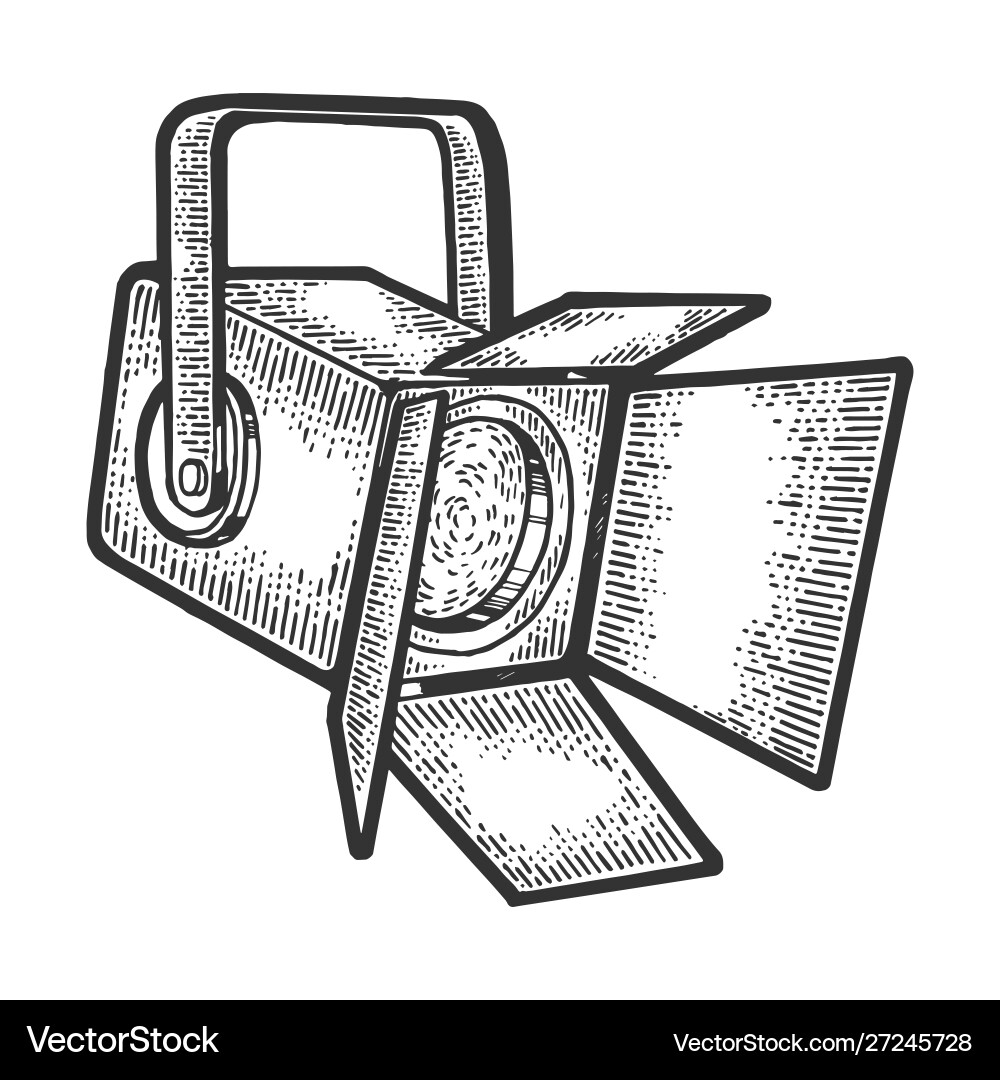 Spotlight projector sketch engraving Royalty Free Vector