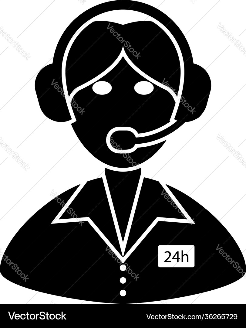 24 hour operator icon Royalty Free Vector Image