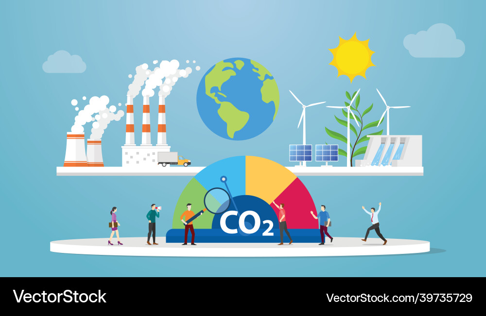 Carbon neutral co2 balance concept with modern Vector Image