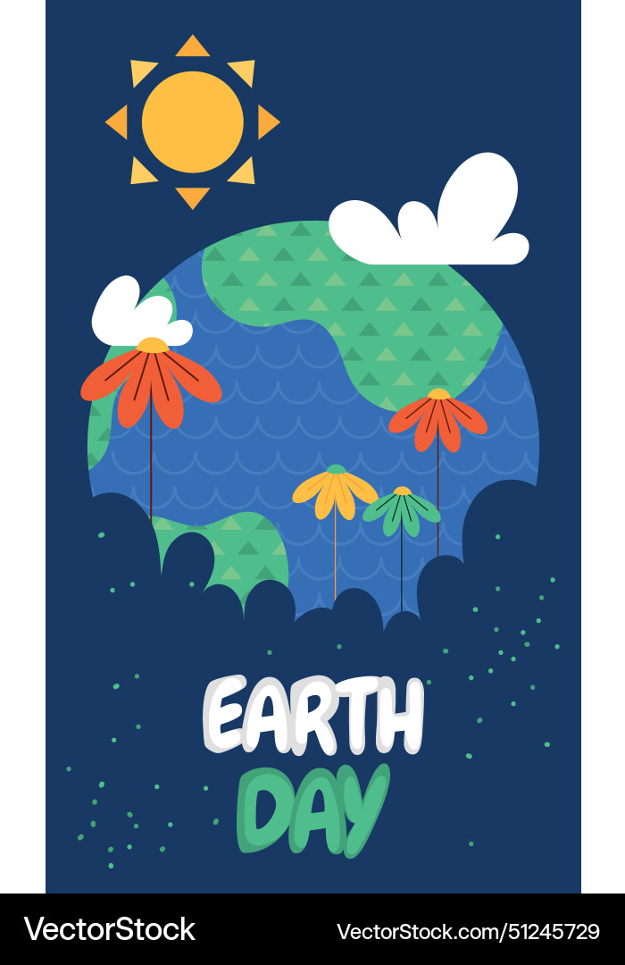 Geometric earth day card Royalty Free Vector Image