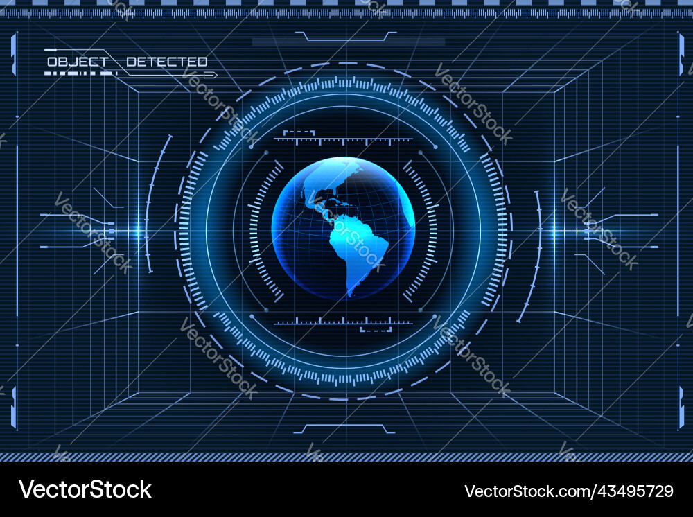 Hologram of planet earth with hud user interface Vector Image