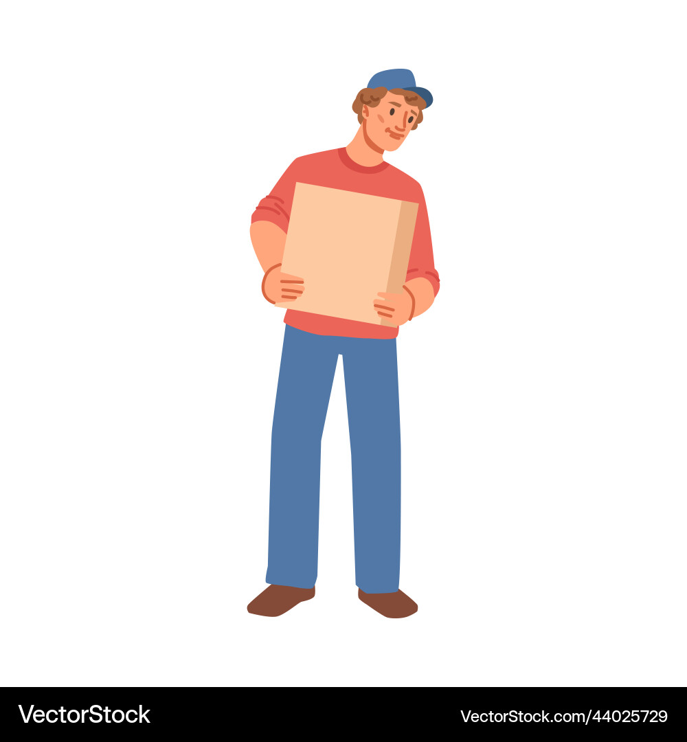 Man with carton box package delivery Royalty Free Vector