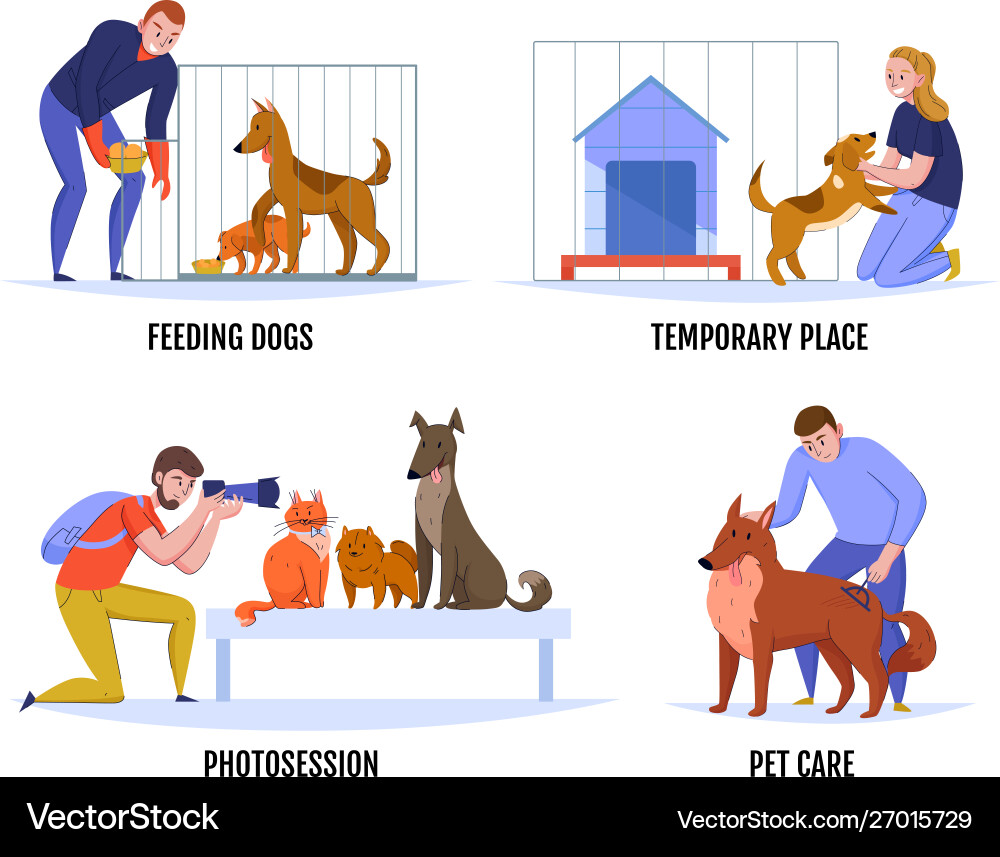 People help dogs composition Royalty Free Vector Image