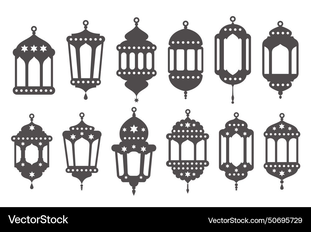Ramadan lanterns set islamic lamps Royalty Free Vector Image