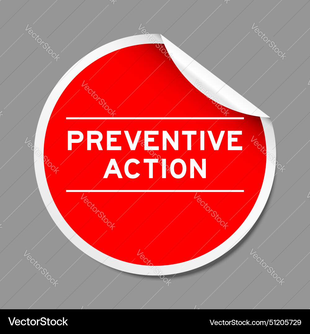 Red color peel sticker label with word preventive Vector Image