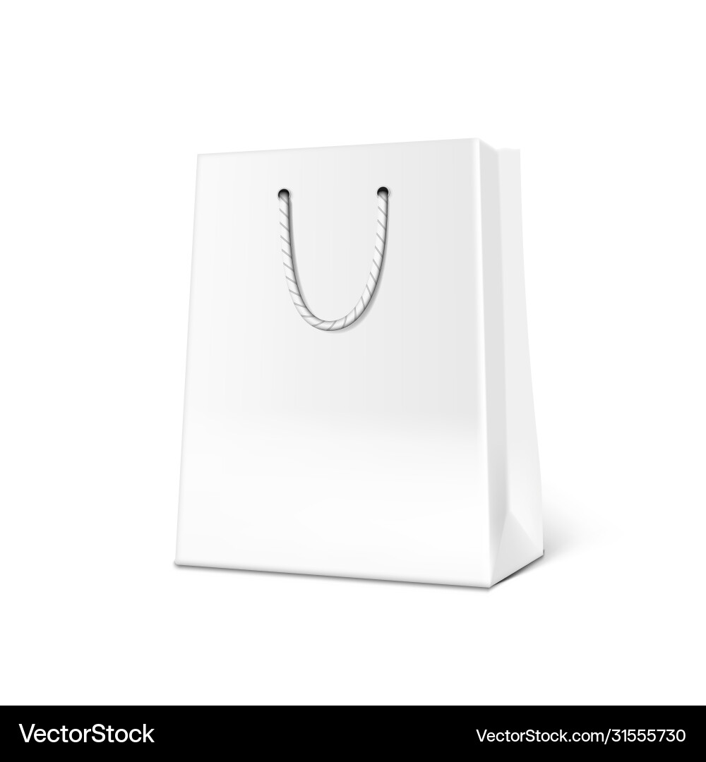 3d white paper bag isolated on background Vector Image