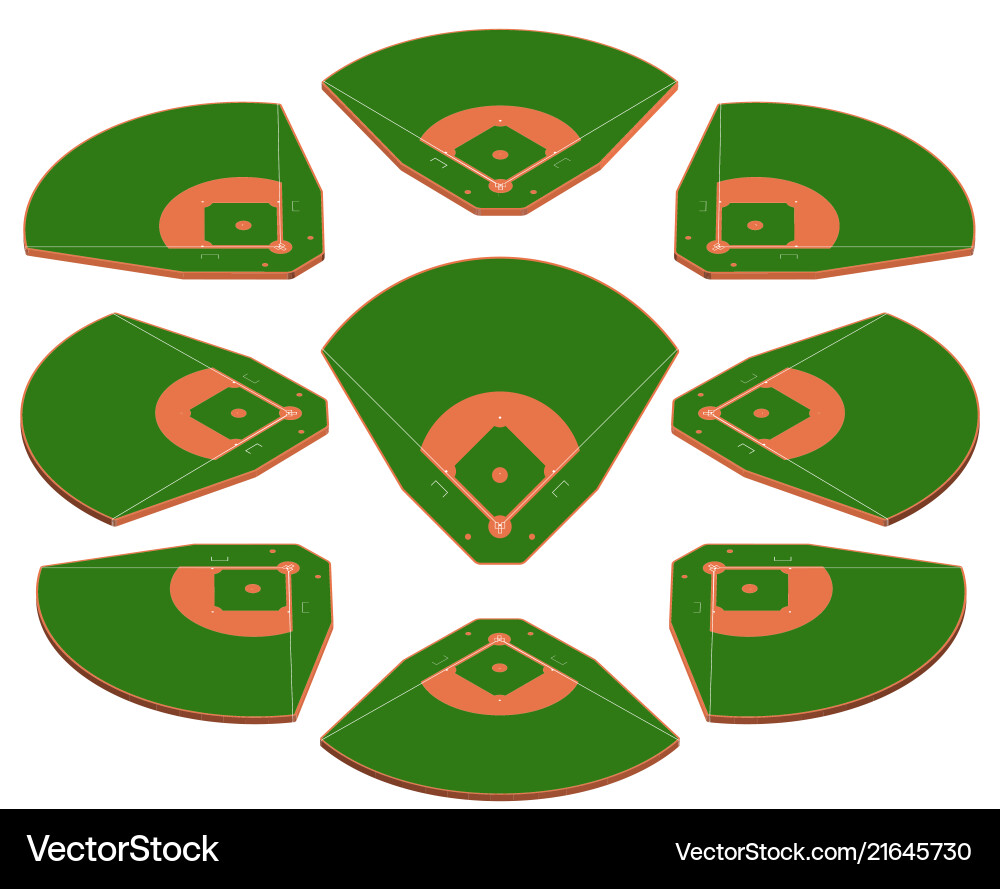 Baseball green field with white line markup Vector Image
