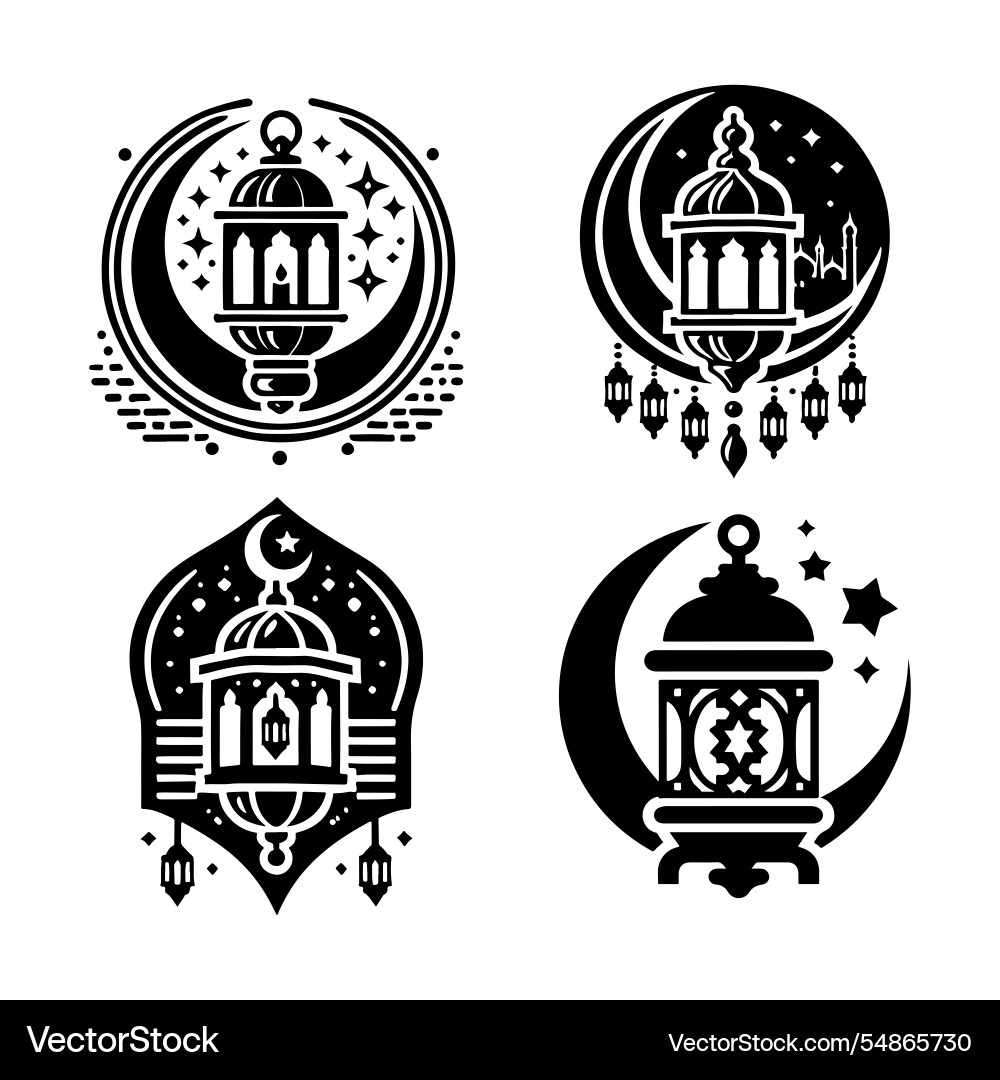 Elegant ramadan lantern silhouette for islamic Vector Image