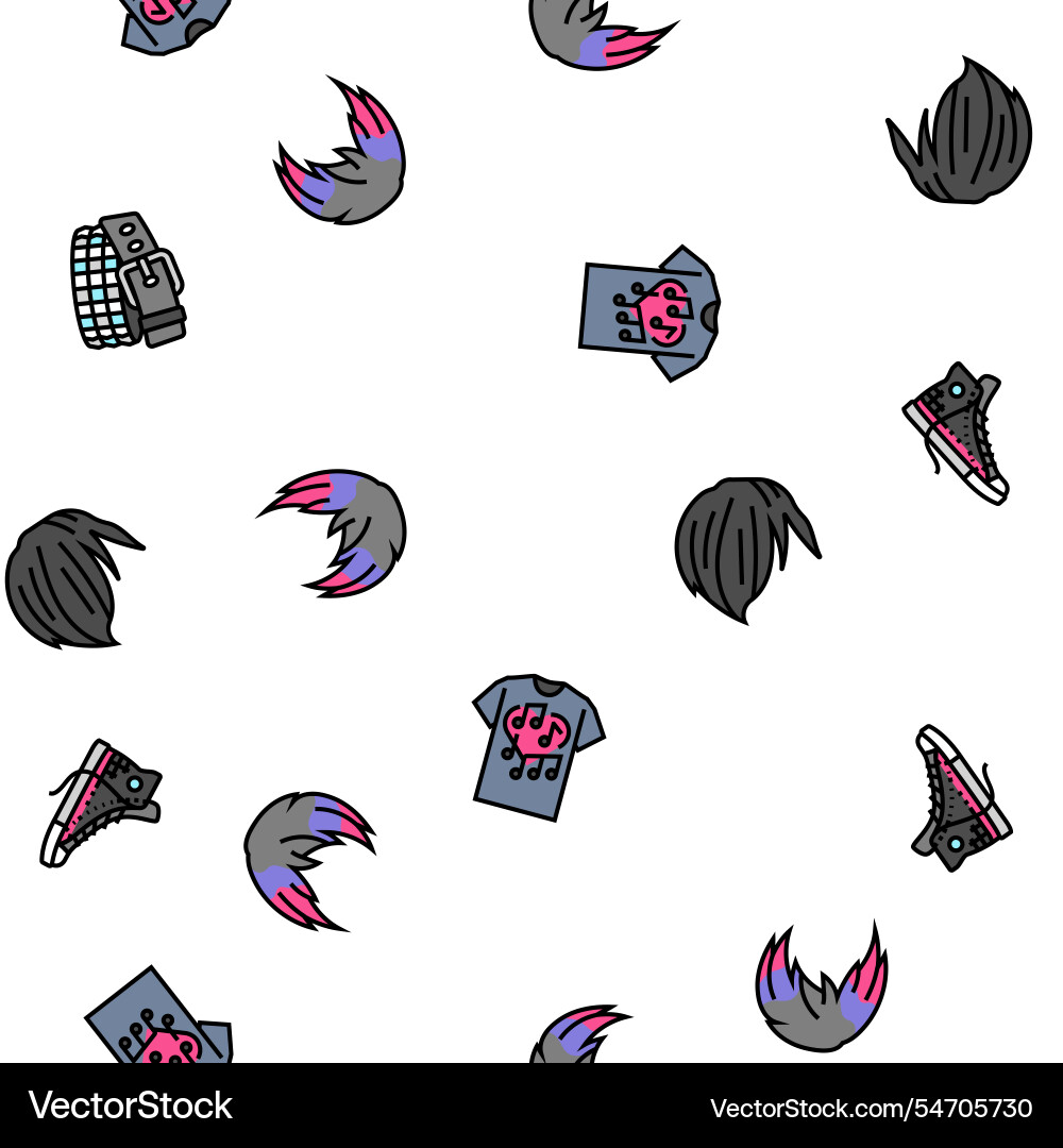 Emo punk rock tattoo cute seamless pattern Vector Image