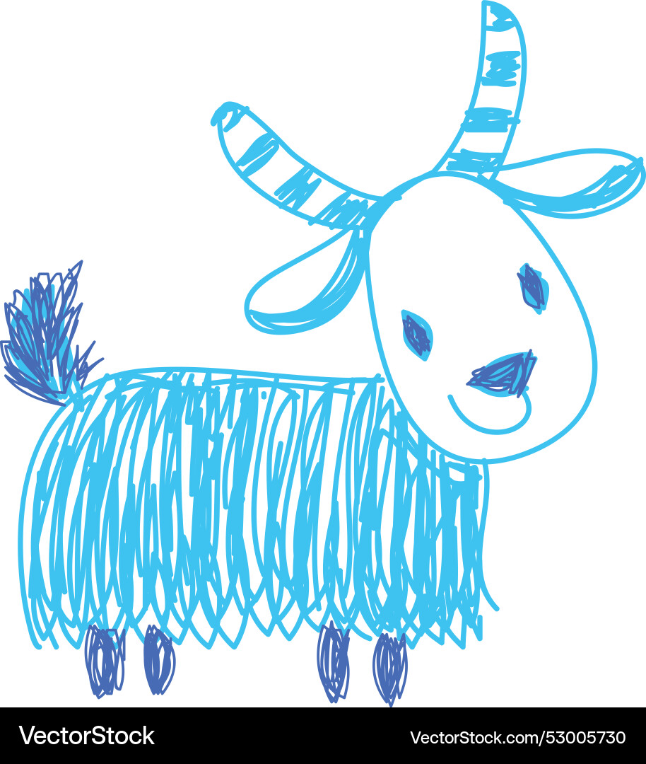 Goat as kids doodle simple hand drawn element Vector Image