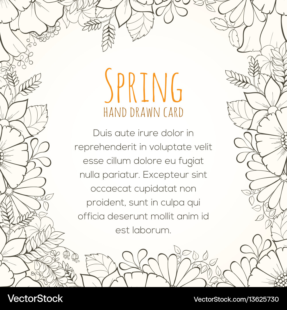 Hand drawn flower invitation card Royalty Free Vector Image