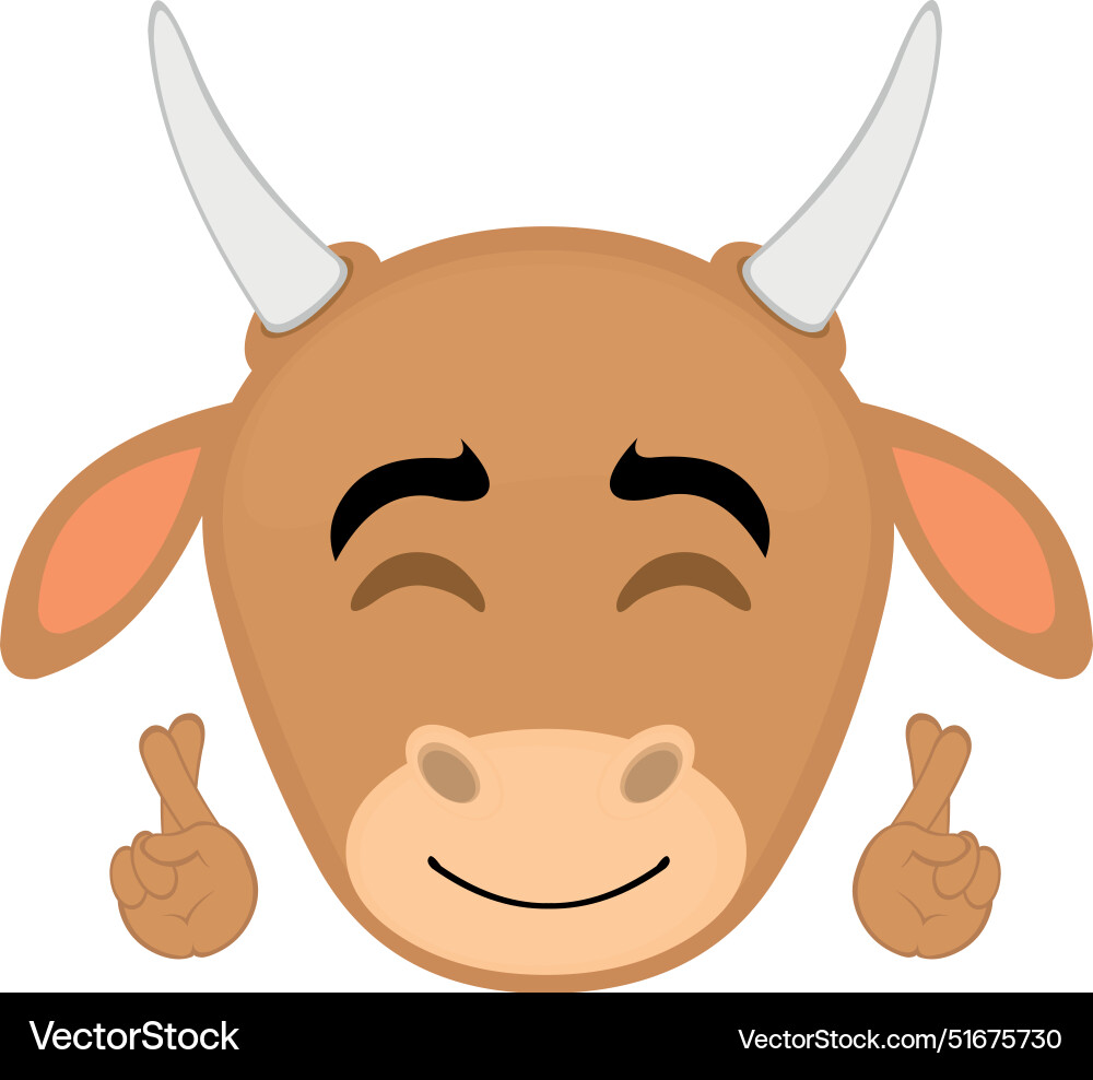 Head cow hands fingers crossed luck Royalty Free Vector