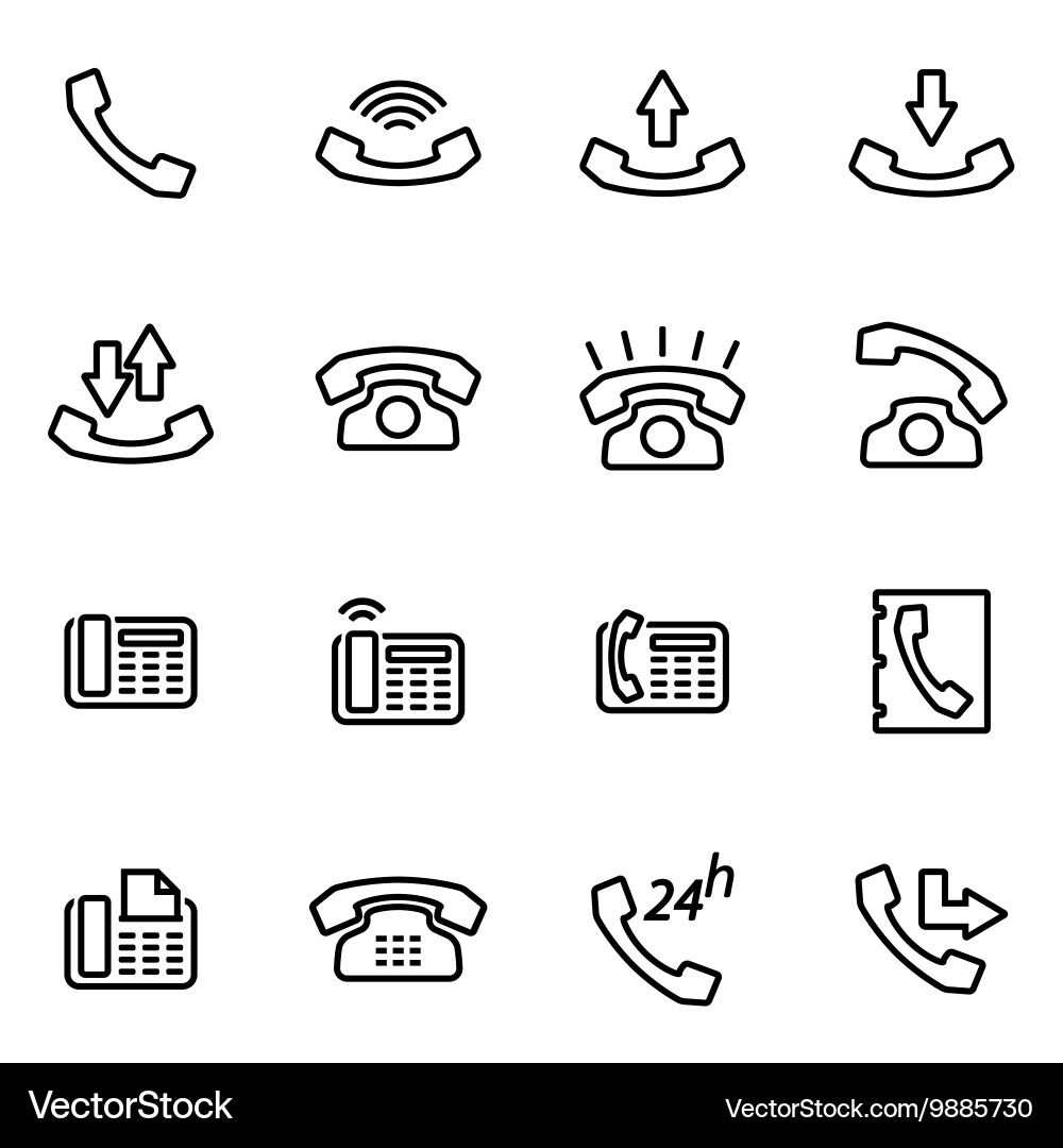Line telephone icon set Royalty Free Vector Image