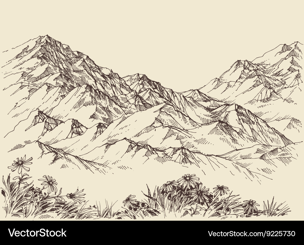 Mountain peaks altitude landscape Royalty Free Vector Image