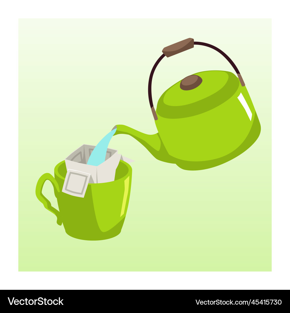 Preparing drip brewed coffee flat Royalty Free Vector Image