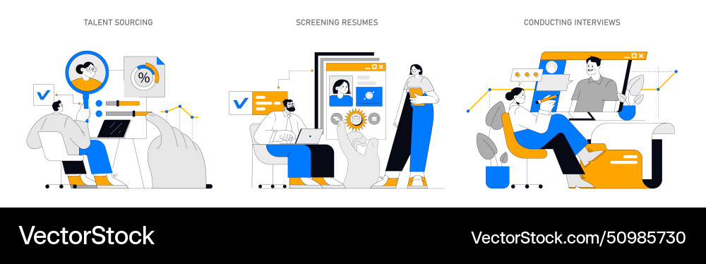 Recruitment process set Royalty Free Vector Image