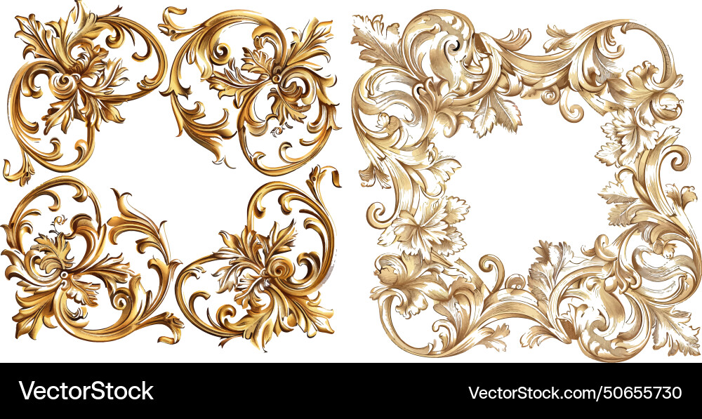 Scroll ornament engraving border floral retro Vector Image