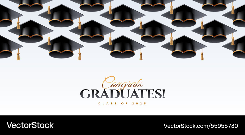 With graduation caps Royalty Free Vector Image