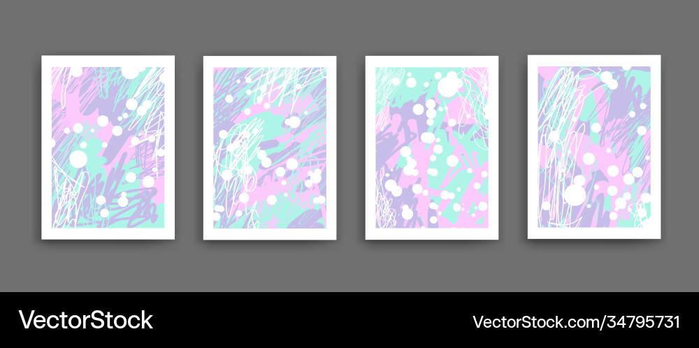 Abstract wall art set drawing Royalty Free Vector Image