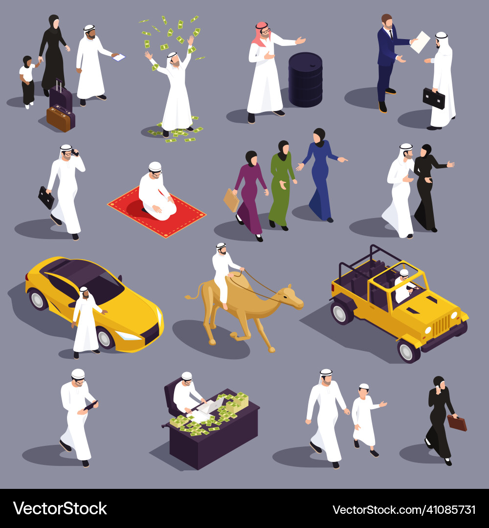 Arab muslims icon set Royalty Free Vector Image