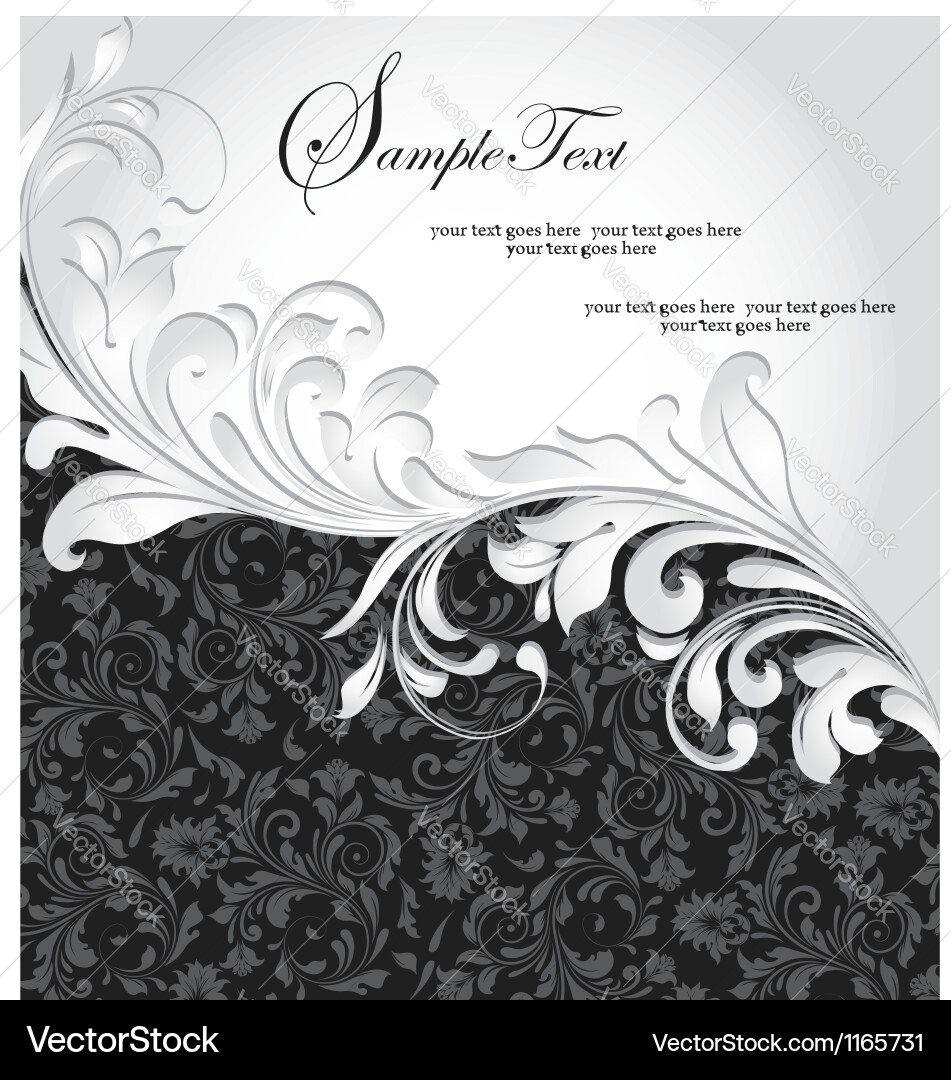 Black and Silver Floral Swirl Royalty Free Vector Image