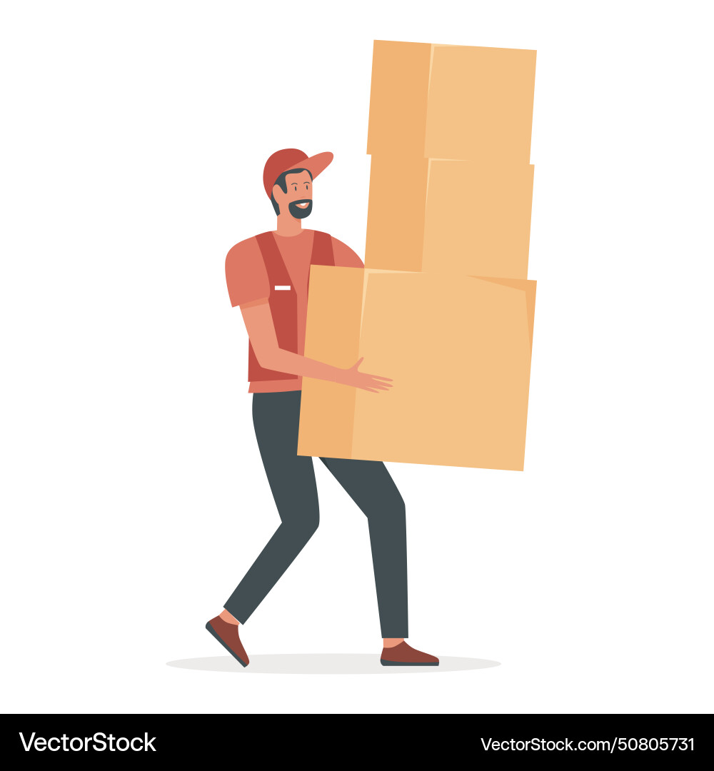 Courier carrying order parcels Royalty Free Vector Image