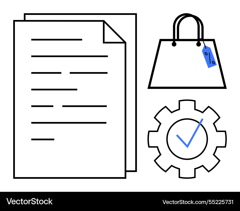 Documents shopping bag with tag and gear Vector Image