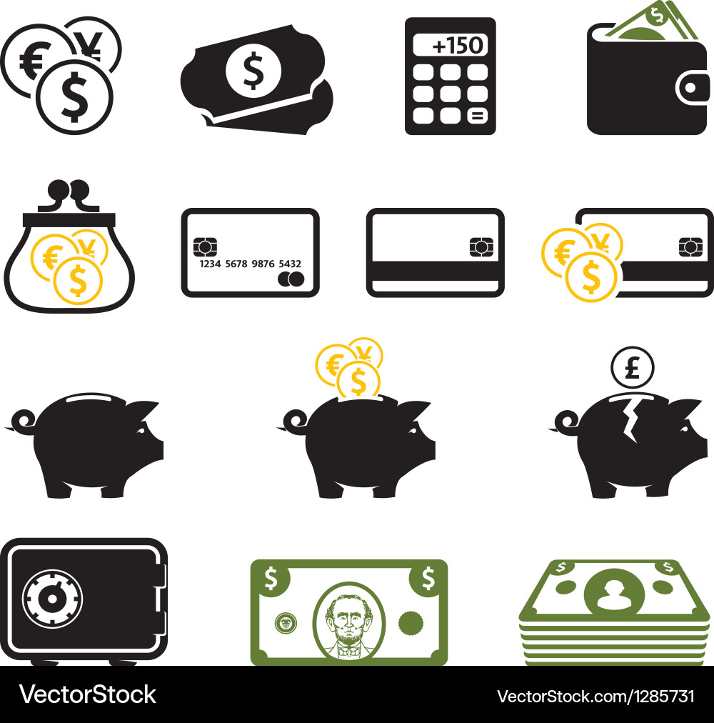 Finanzsymbole Set Lizenzfreies Vektorbild - VectorStock
