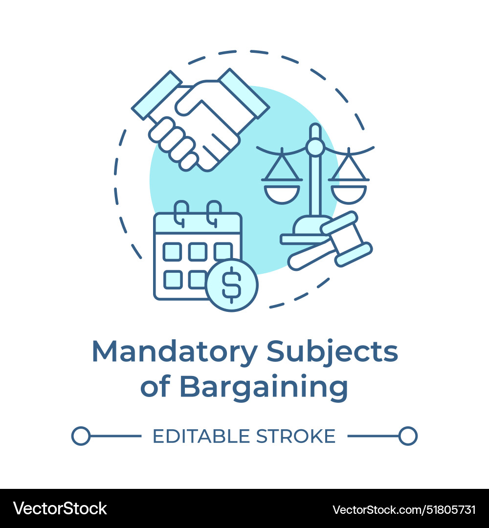 Mandatory subjects of bargaining soft blue Vector Image