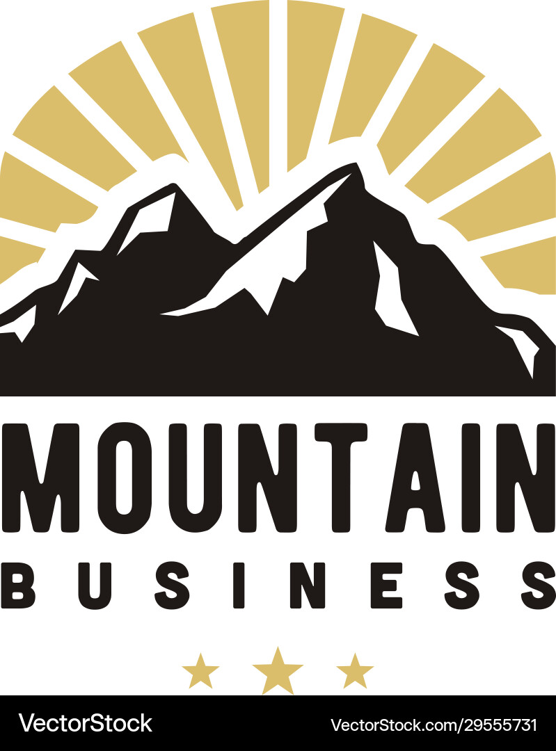 Sunshine sun rays mountain ice snow peak logo Vector Image