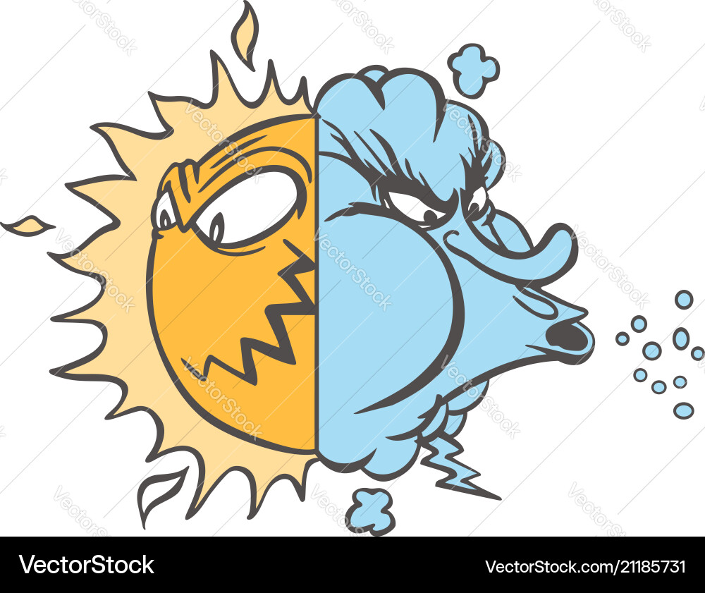 Weather sun and wind face Royalty Free Vector Image