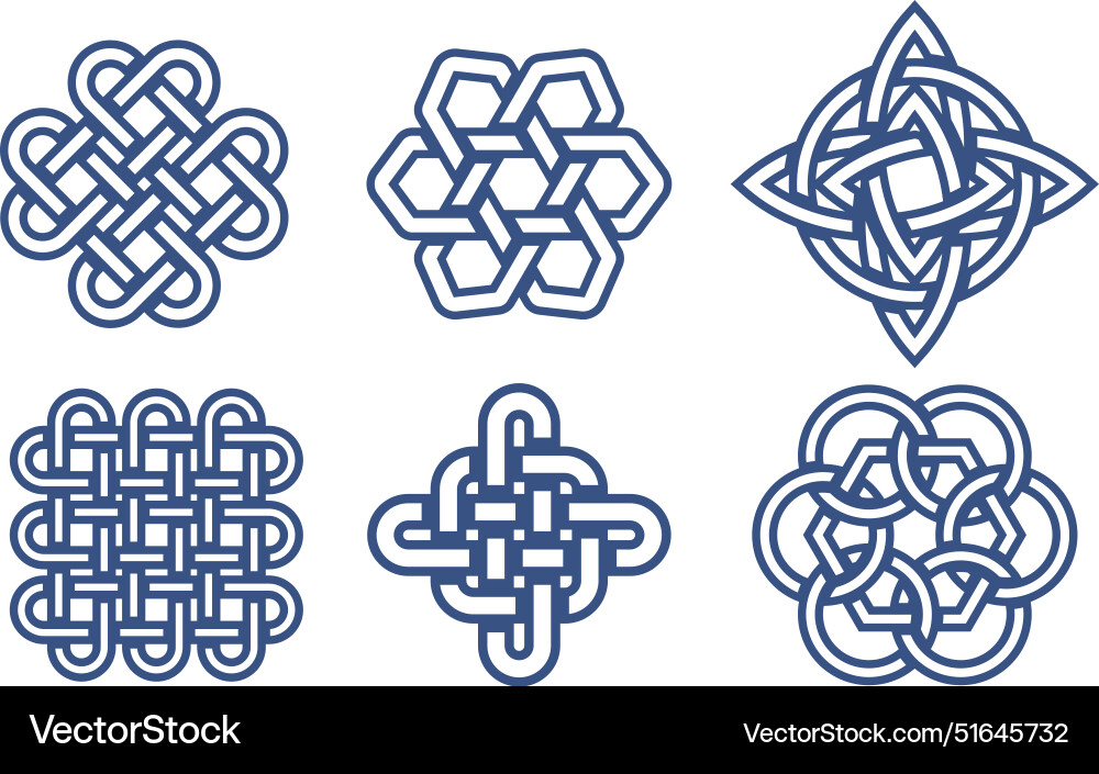 Celtic knots intricate designs blue outlines Vector Image