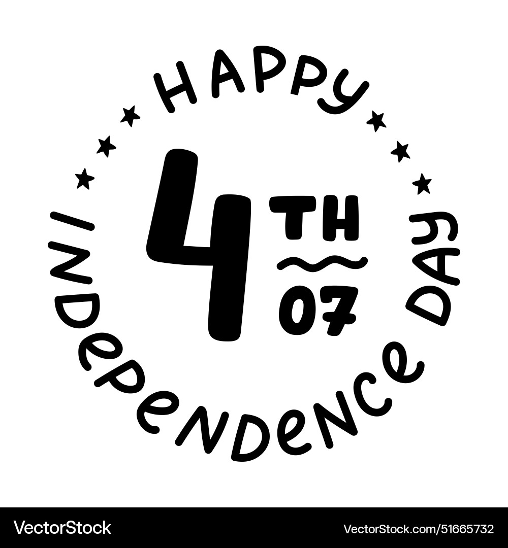 Cute hand written lettering with phrase happy 4th Vector Image
