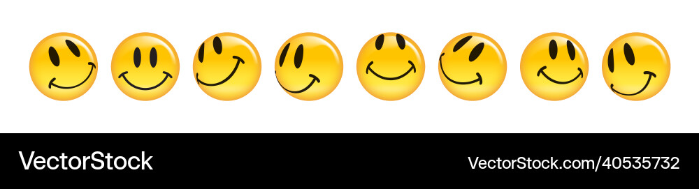 Emoji smile set smiley happy face Royalty Free Vector Image