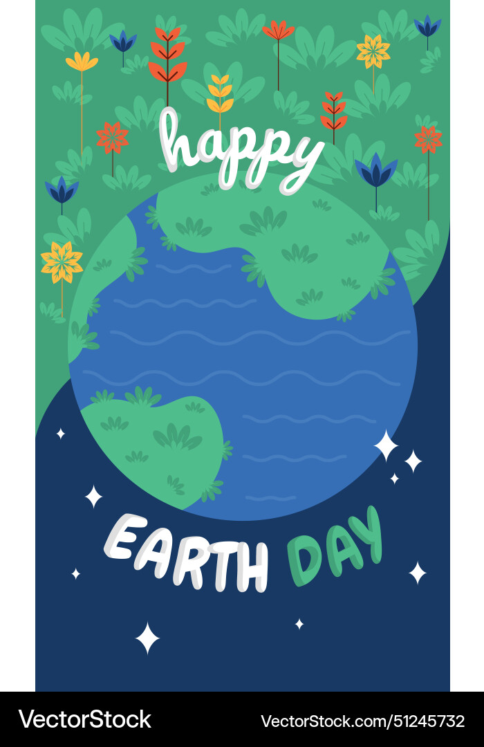 Geometric earth day card Royalty Free Vector Image