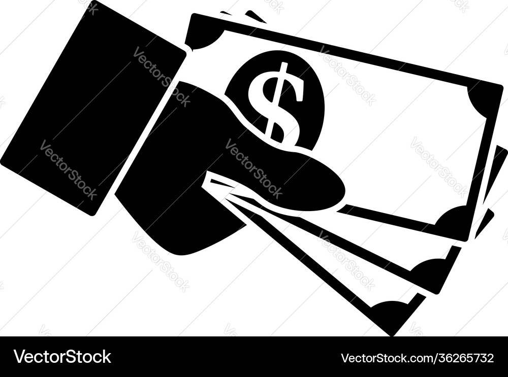 Hand holding money icon Royalty Free Vector Image