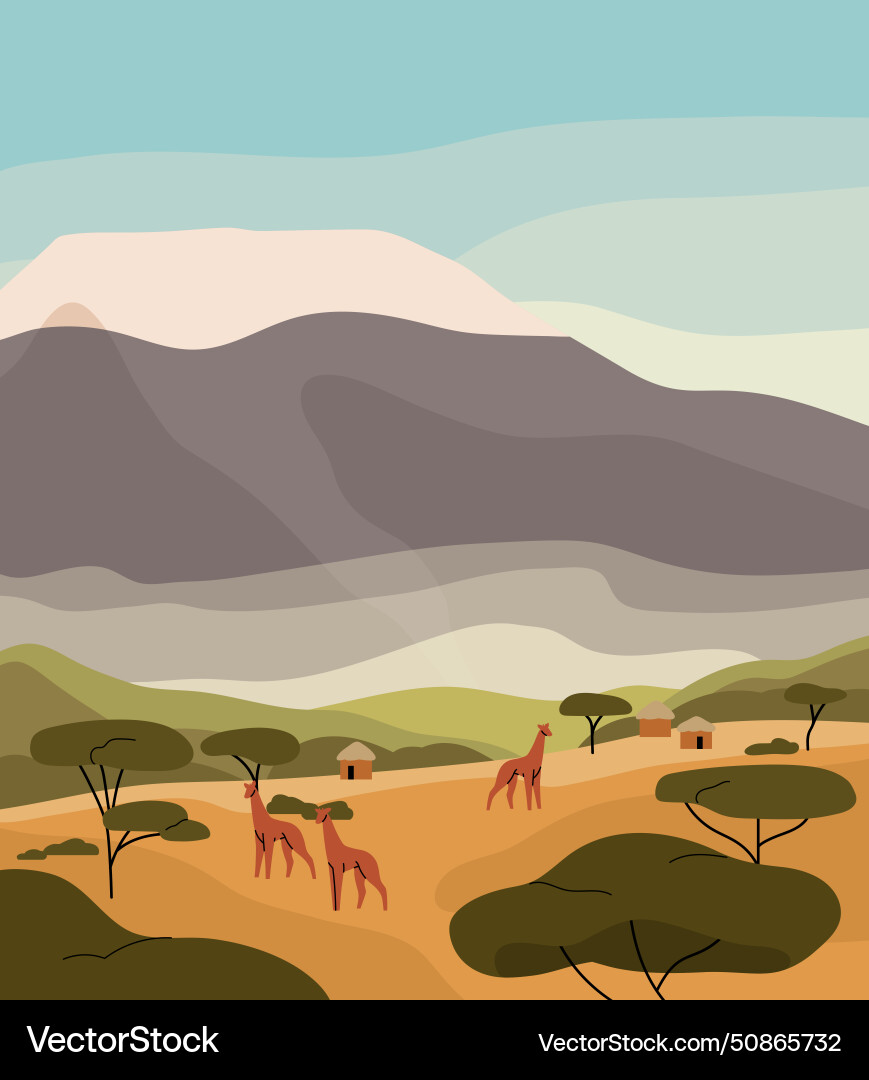 Kenya landscape with mountains row on skyline Vector Image