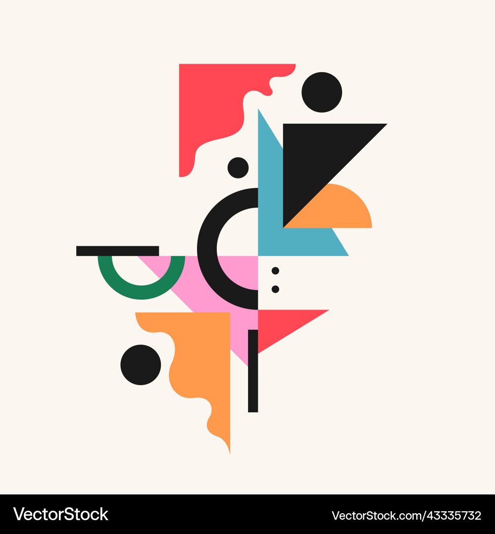 Modern geometric composition of various shapes Vector Image