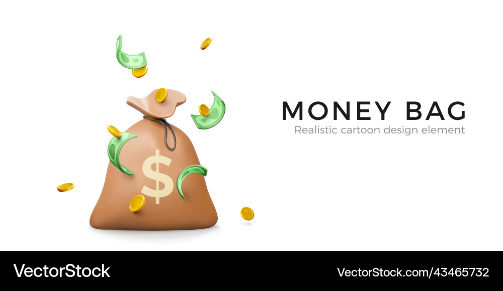 Money Bag with Falling Coins Royalty Free Vector Image