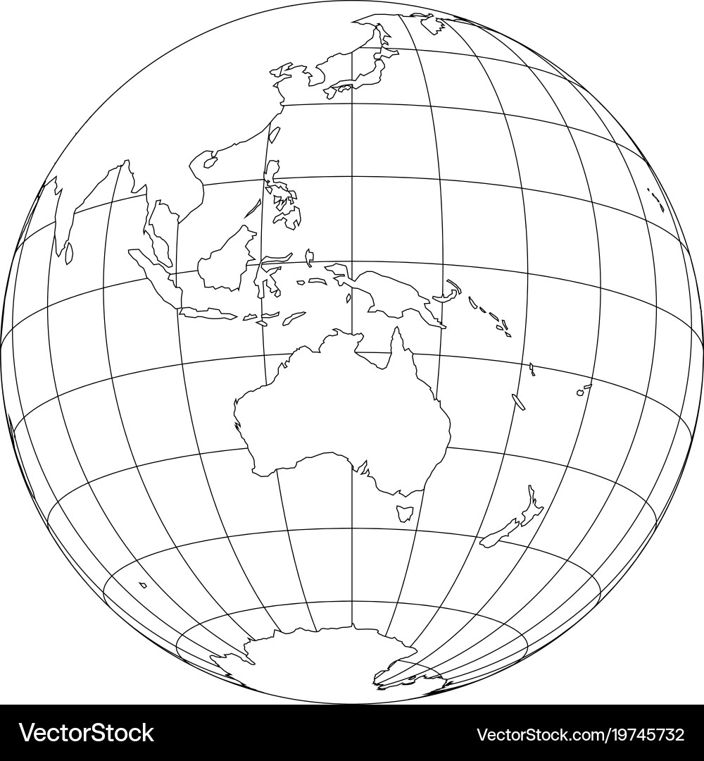 Outline earth globe with map of world focused Vector Image