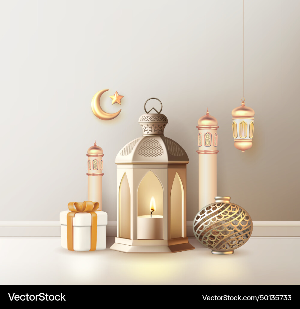 3d realistic islamic background template Vector Image